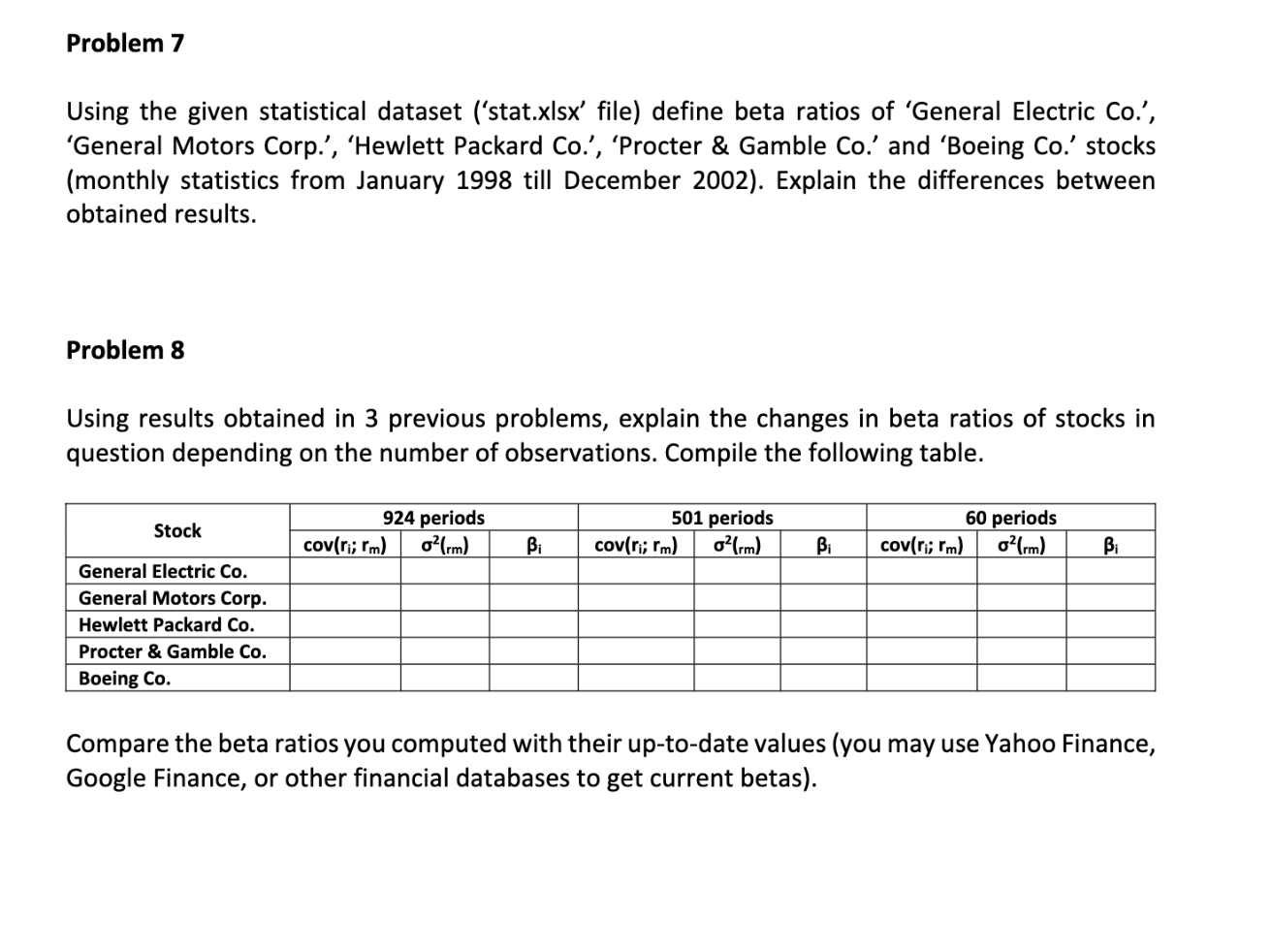 Solved Problem 7Using the given statistical dataset | Chegg.com