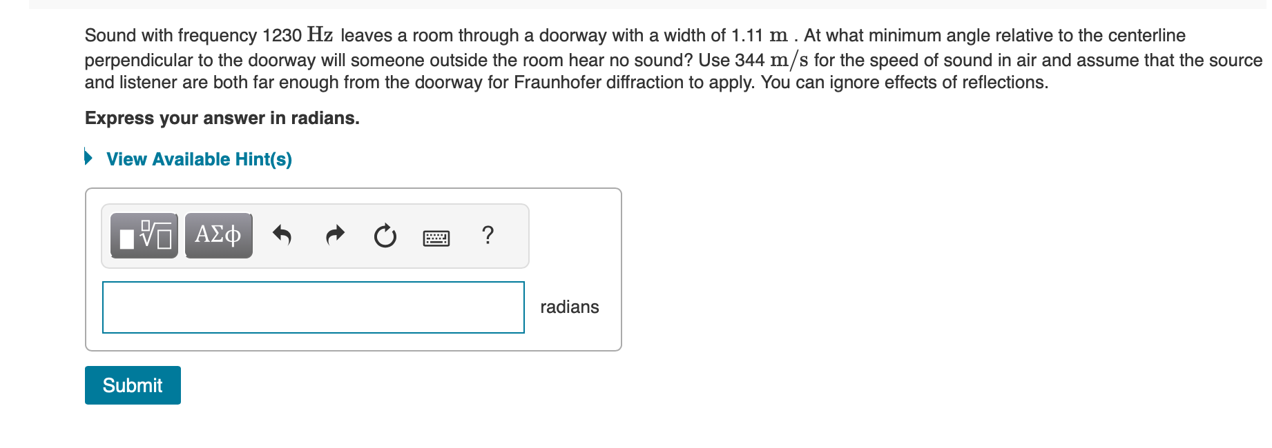 Solved Sound with frequency \\( 1230 \\mathrm{~Hz} \\) | Chegg.com
