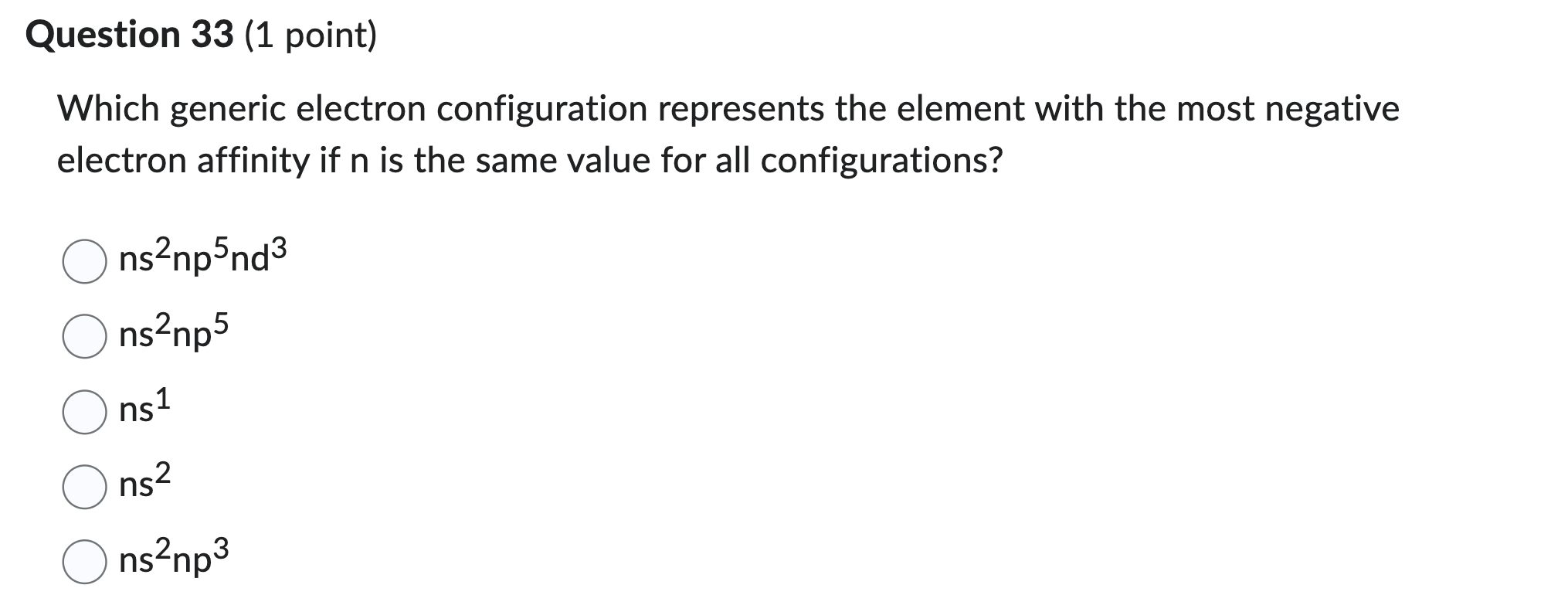 Solved Which generic electron configuration represents the | Chegg.com