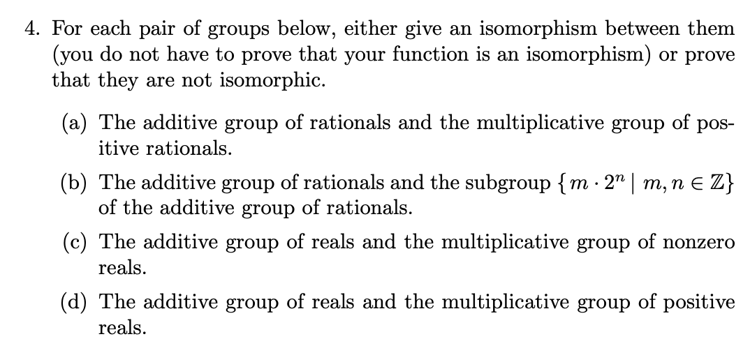 Solved 4. For each pair of groups below, either give an | Chegg.com