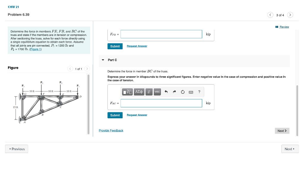 Solved 1 Review Express your answer in kilopounds to three | Chegg.com