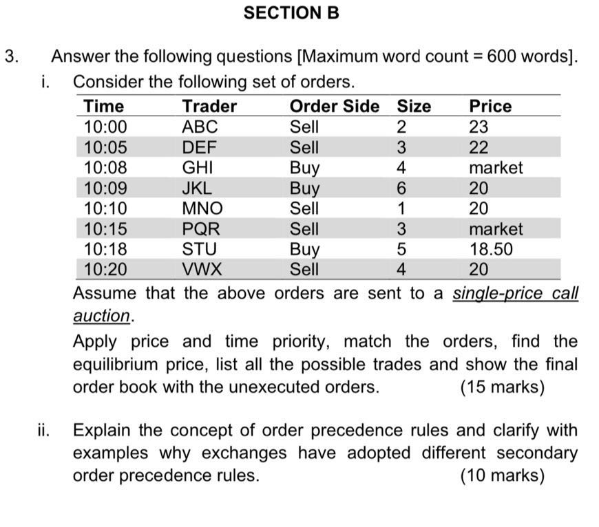 Solved SECTION B 3. Answer the following questions [Maximum | Chegg.com