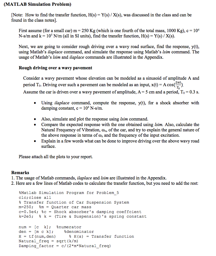 (MATLAB Simulation Problem) [Note: How to find the | Chegg.com