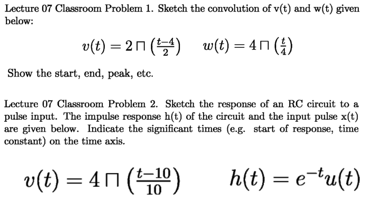 Solved Lecture 07 Classroom Problem 1. Sketch the | Chegg.com