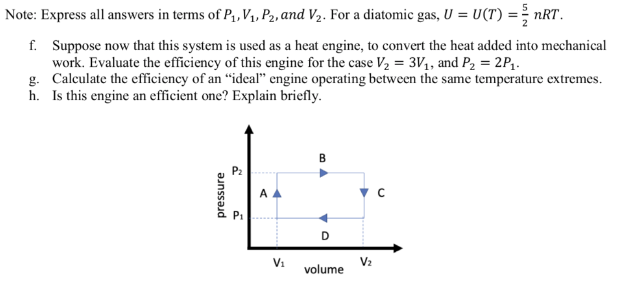 Solved Note: Express all answers in terms of P1, V1, P2, and | Chegg.com