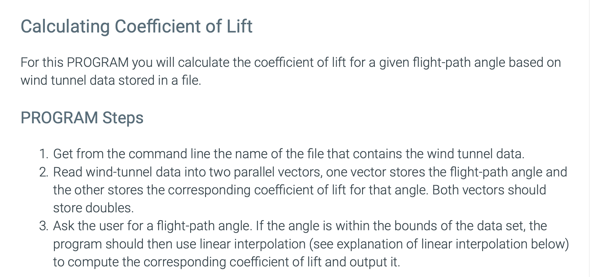 Solved Calculating Coefficient of Lift For this PROGRAM you | Chegg.com
