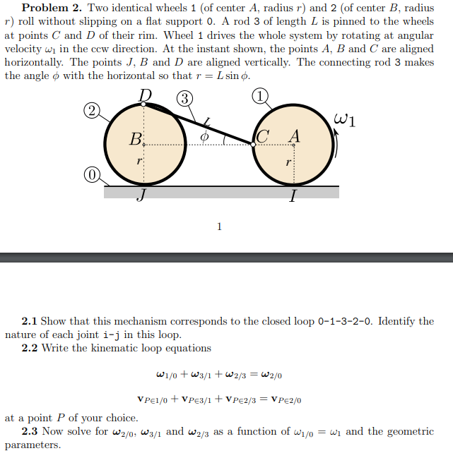 Problem 2. Two identical wheels 1 (of center A, | Chegg.com