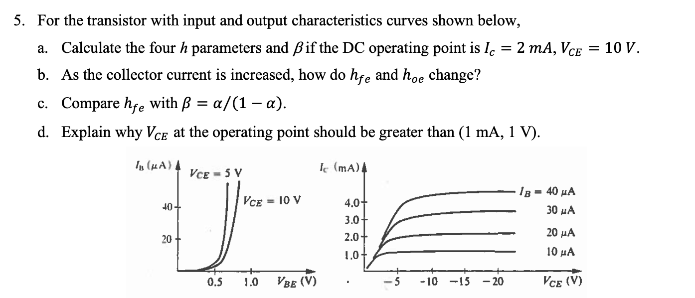 Solved = 10 V. 5. For the transistor with input and output | Chegg.com