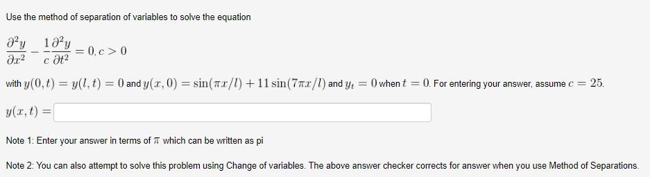 Solved Use the method of separation of variables to solve | Chegg.com