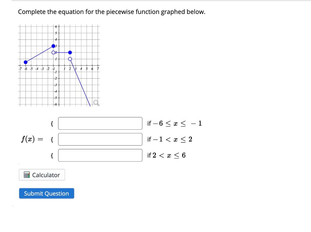 Solved Complete the equation for the piecewise function | Chegg.com