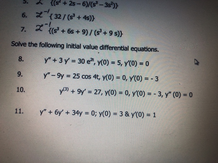 Solved -l Solve the following initial value differential | Chegg.com