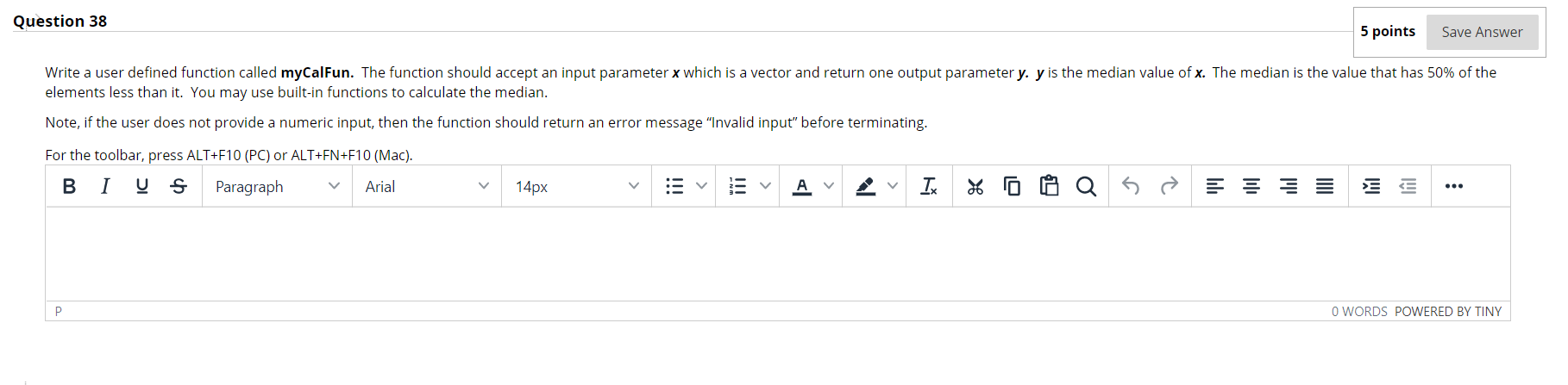 Solved Question 38 5 points Save Answer Write a user defined | Chegg.com