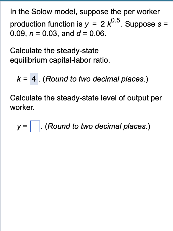 Solved In the Solow model, suppose the per worker production | Chegg.com