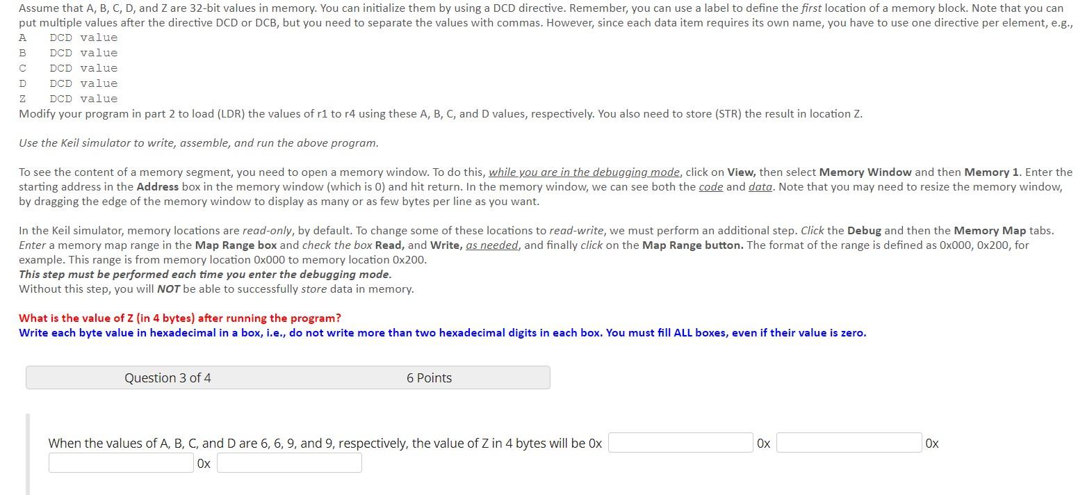 Assume that A, B, C, D, and Z are 32-bit values in | Chegg.com