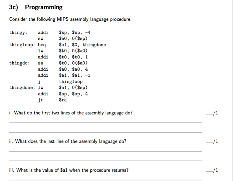 3c) Programming Consider the following MIPS assembly | Chegg.com