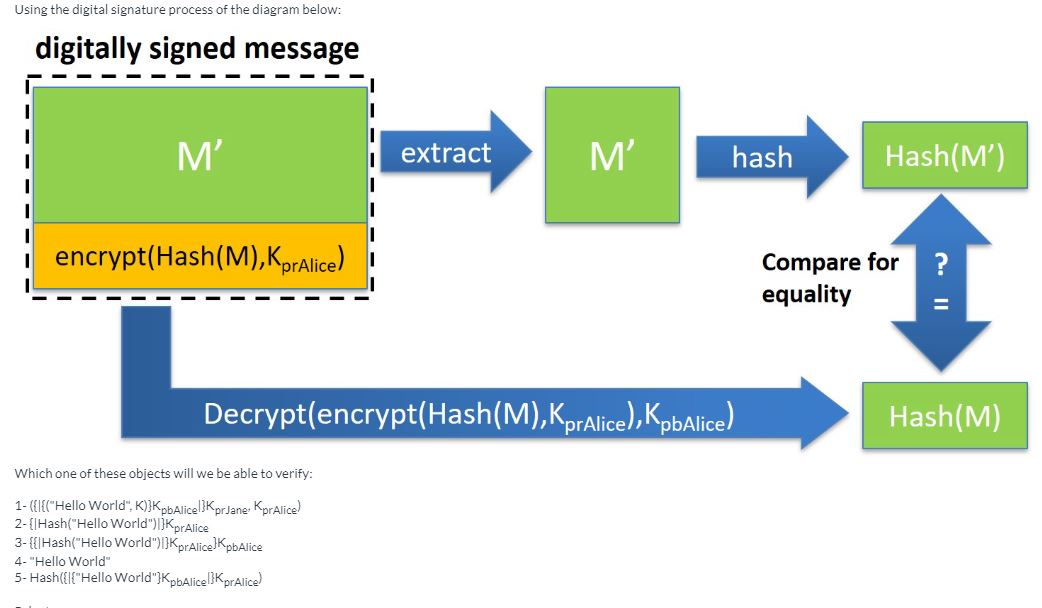 Solved Using the digital signature process of the diagram | Chegg.com