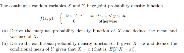 Solved The continuous random variables X and Y have joint | Chegg.com