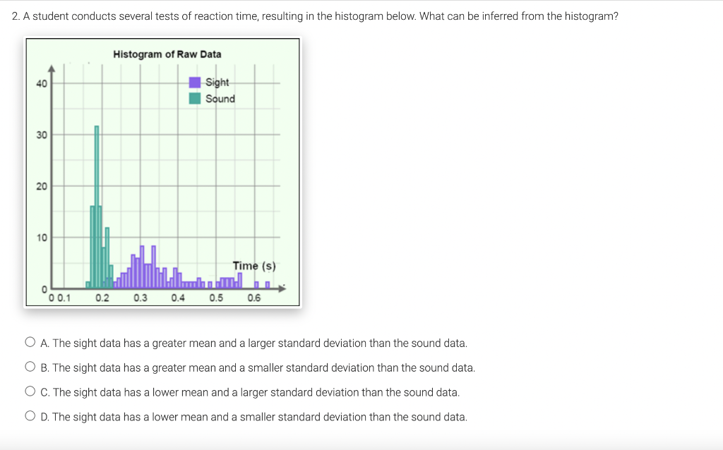 2. A student conducts several tests of reaction time, | Chegg.com