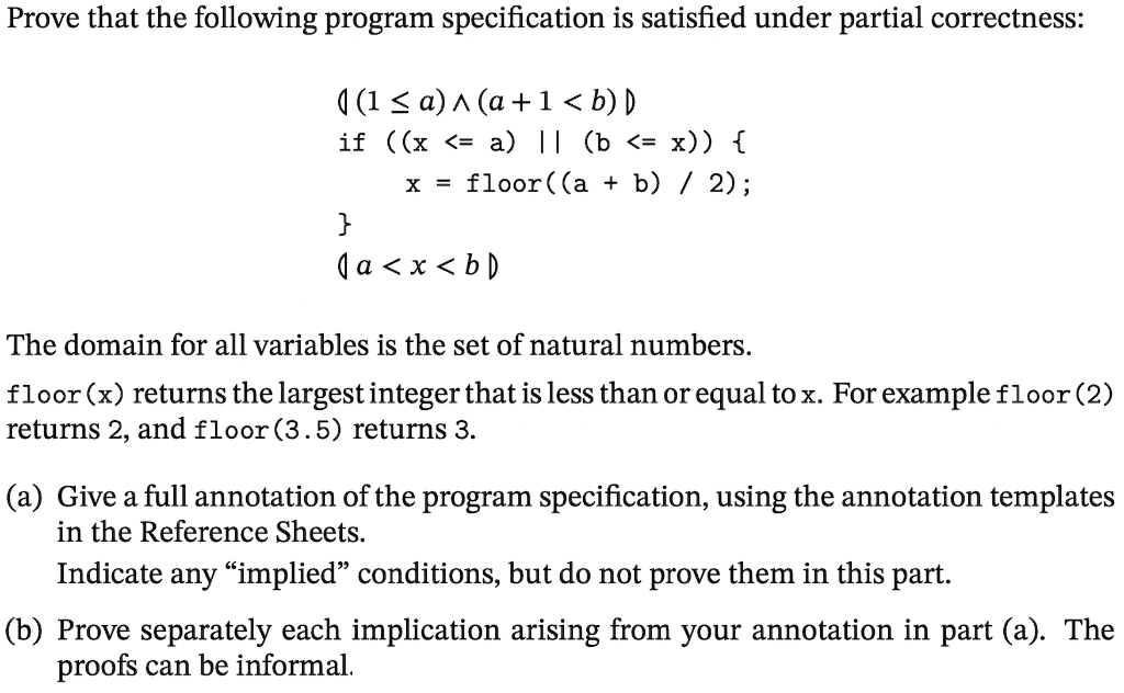 Solved Prove that the following program specification is | Chegg.com