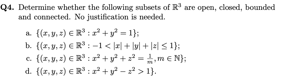 Solved 4. Determine whether the following subsets of R3 are | Chegg.com