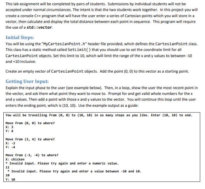 Solved This lab assignment will be completed by pairs of | Chegg.com