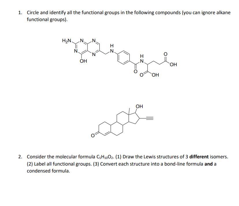 Solved 1. Circle and identify all the functional groups in | Chegg.com