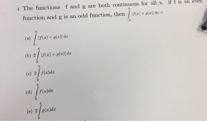 Solved The functions f and g are both continuous for all x. | Chegg.com