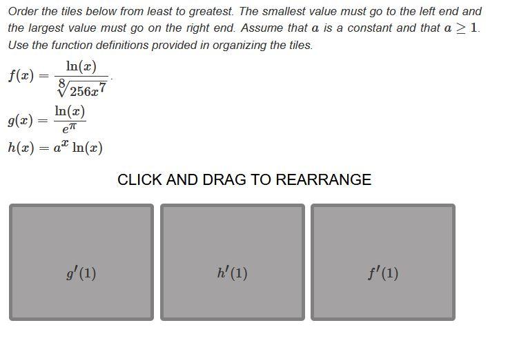Solved Order the tiles below from least to greatest. The | Chegg.com