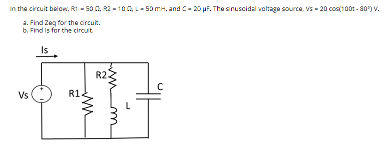 Solved In the circuit below, R1 = 50 , R2 = 10 0, L = 50 mh, | Chegg.com