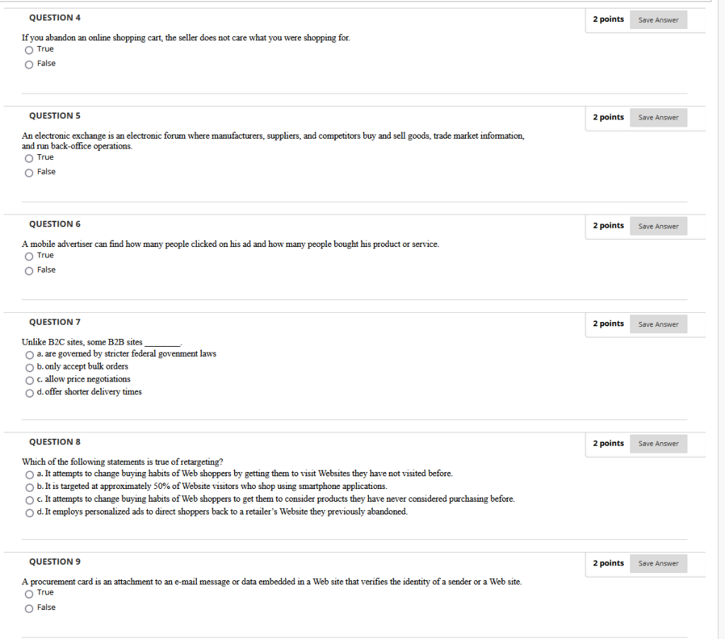 Solved QUESTION 4 2 points Save Answer If you abandon an | Chegg.com