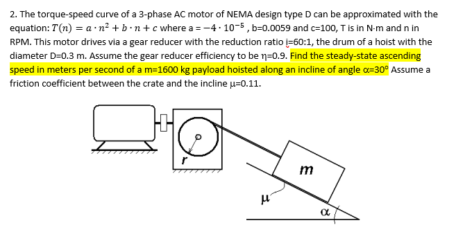 2. The torque-speed curve of a 3-phase AC motor of | Chegg.com