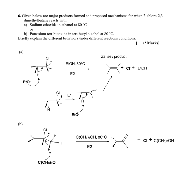Solved 6. Given below are major products formed and proposed | Chegg.com