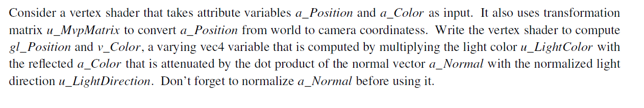 Consider a vertex shader that takes attribute | Chegg.com