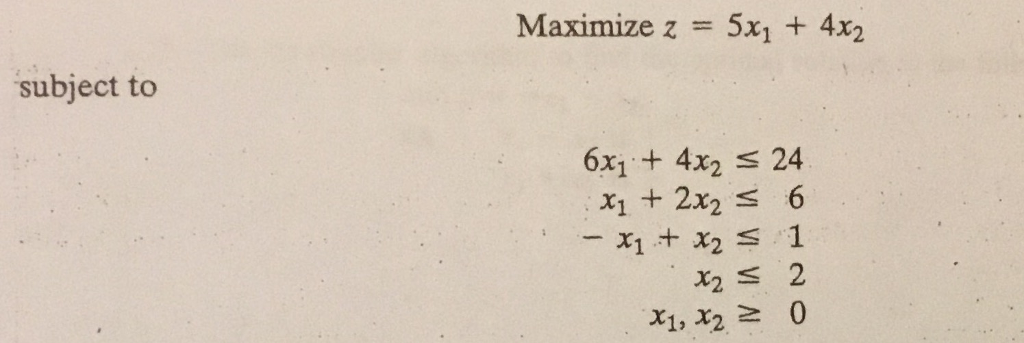 Solved Maximize Z 5x1 4x2 Subject To 6x1 4x2 S 24 Ху