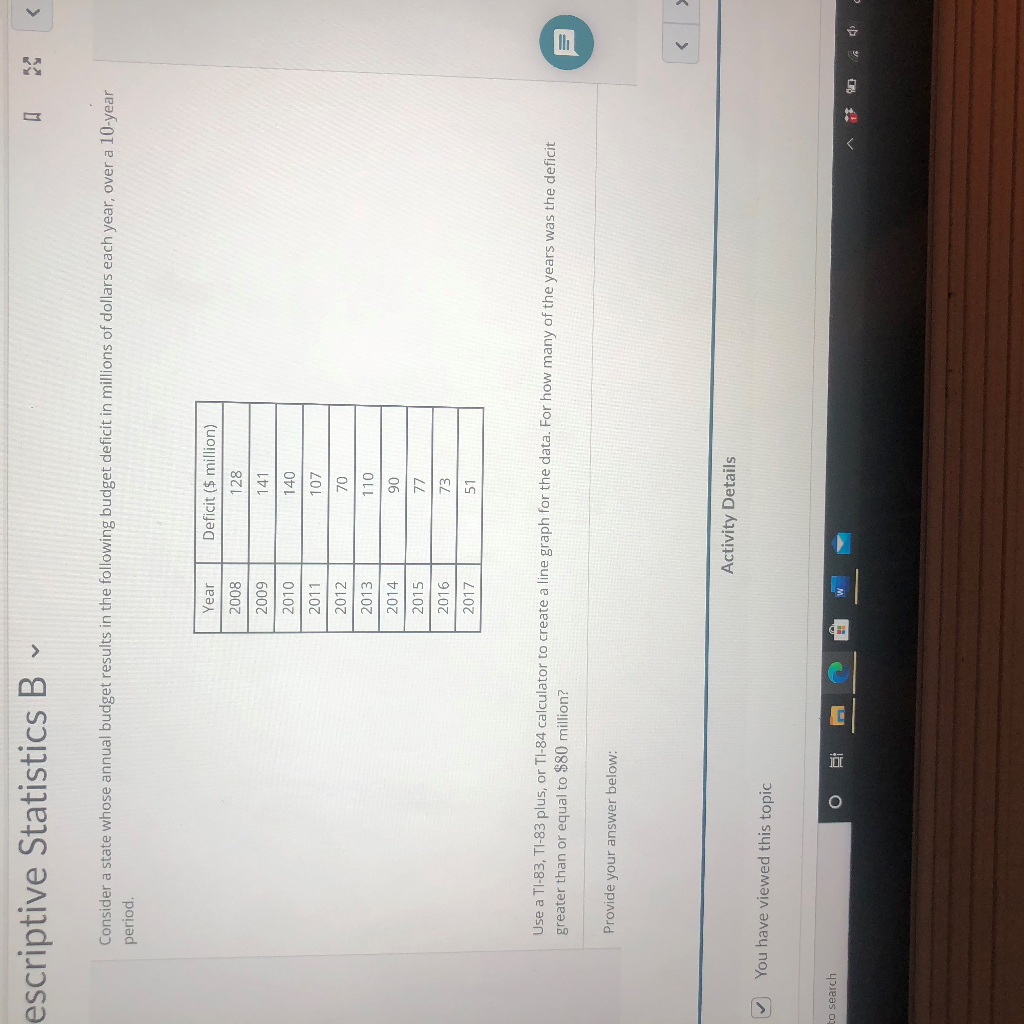 Solved escriptive Statistics B 5 Consider a state whose | Chegg.com