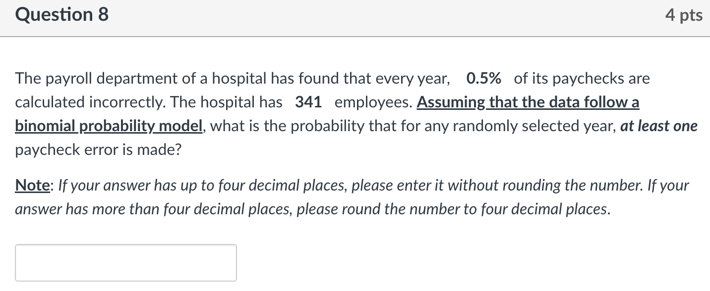 Solved The payroll department of a hospital has found that | Chegg.com