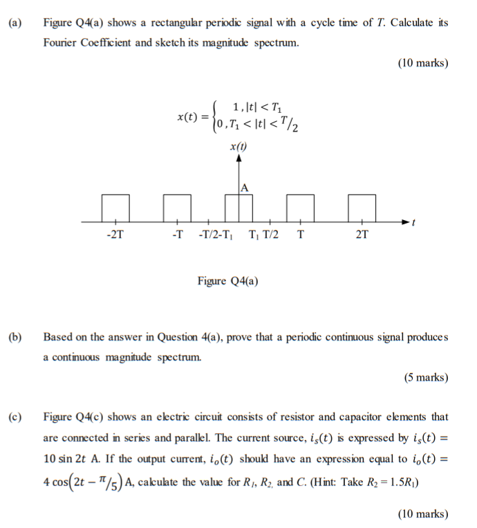 Solved (a) Figure Q4(a) shows a rectangular periodic signal | Chegg.com