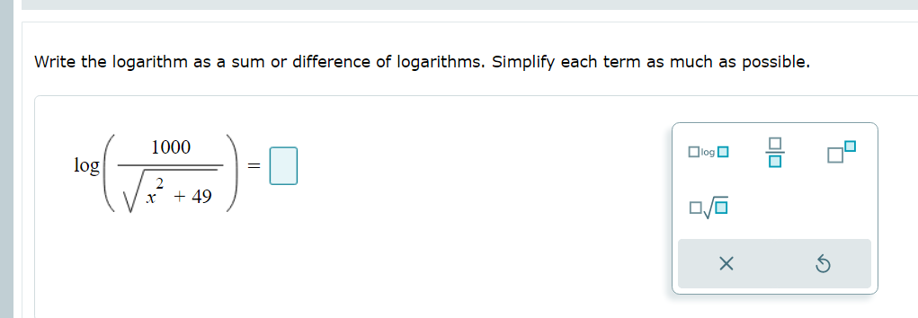 Solved Write the logarithm as a sum or difference of | Chegg.com