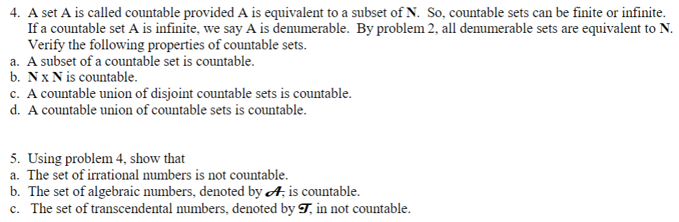 Solved 4. A set A is called countable provided A is | Chegg.com