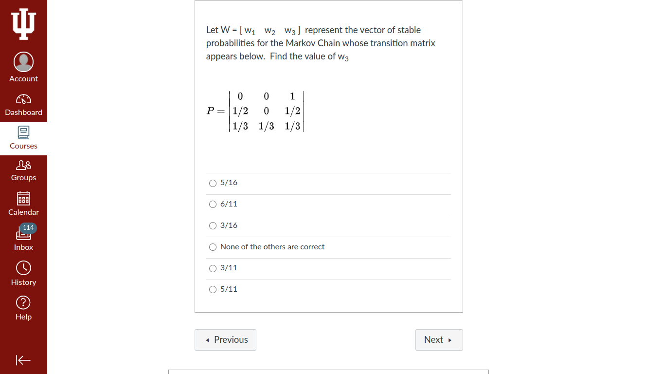 Solved U Let W = [w1 W2 w3] represent the vector of stable | Chegg.com