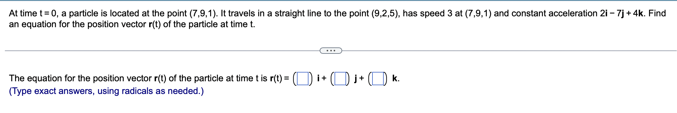Solved At time t=0, a particle is located at the point | Chegg.com