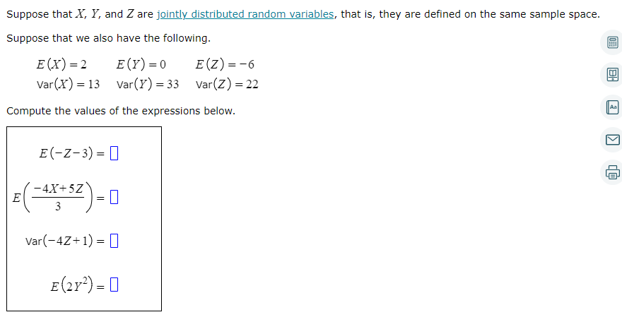 Solved Suppose that X,Y, and Z are jointly distributed | Chegg.com