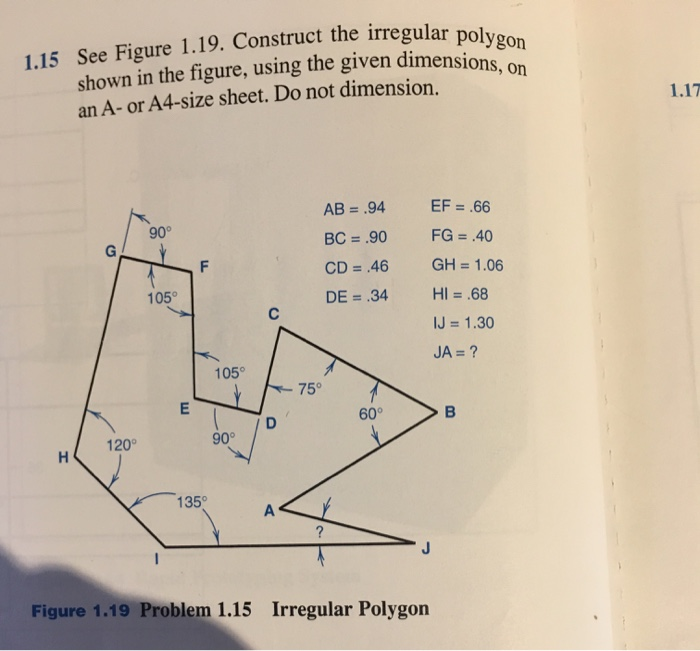 Solved 1.15 See Figure 1.19. Construct the irregular polygon | Chegg.com