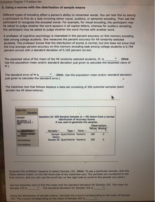 Solved Complete: Chapter 7 Problem Set S. Using z-scores | Chegg.com