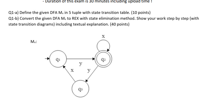 Solved Q1-a) Define the given DFA Mv in 5 tuple with state | Chegg.com