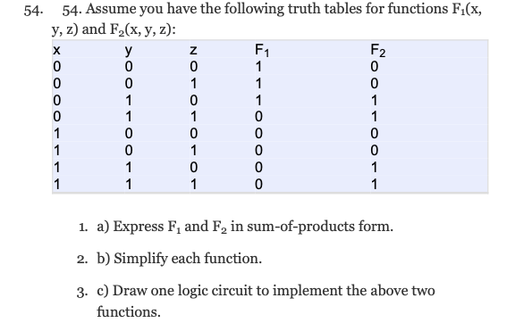 Solved 54. F1 F2 54. Assume you have the following truth | Chegg.com