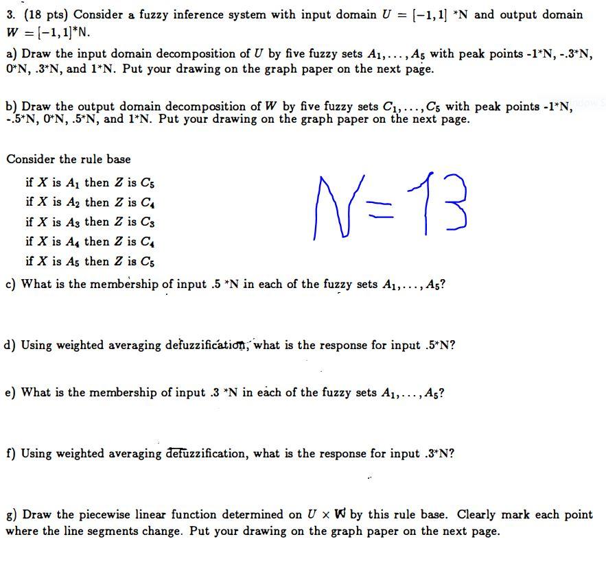 Solved = 3. (18 pts) Consider a fuzzy inference system with | Chegg.com