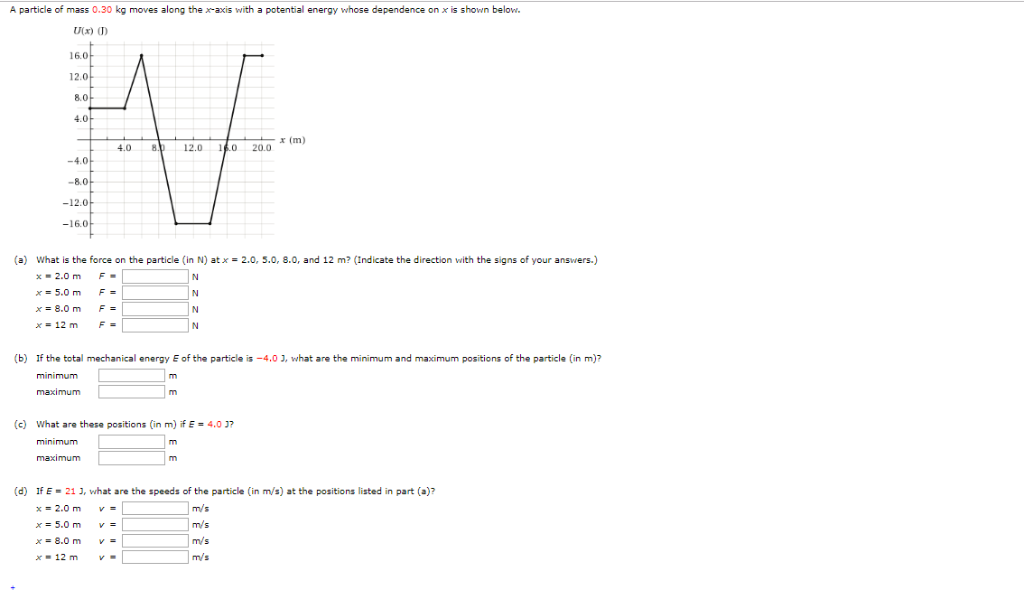 Solved A particle of mass 0.30 kg moves along thex-axis with | Chegg.com