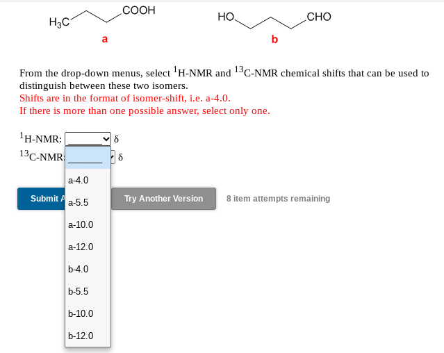 Solved COOH HO . H3C CHO b From the drop-down menus, select | Chegg.com