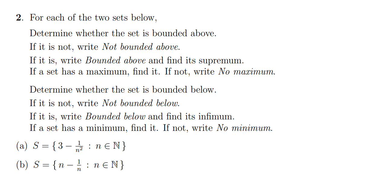 Solved 2. For each of the two sets below, Determine whether | Chegg.com